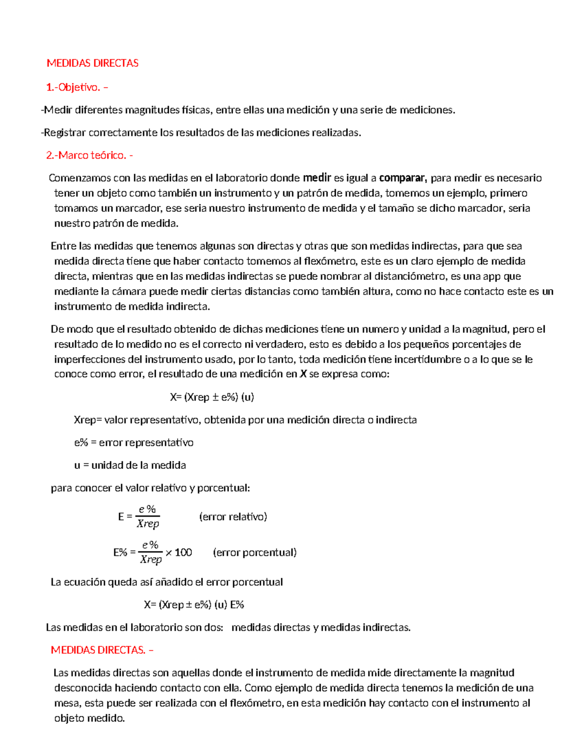 Practica de medidas directas lab fisica I - MEDIDAS DIRECTAS 1 ...