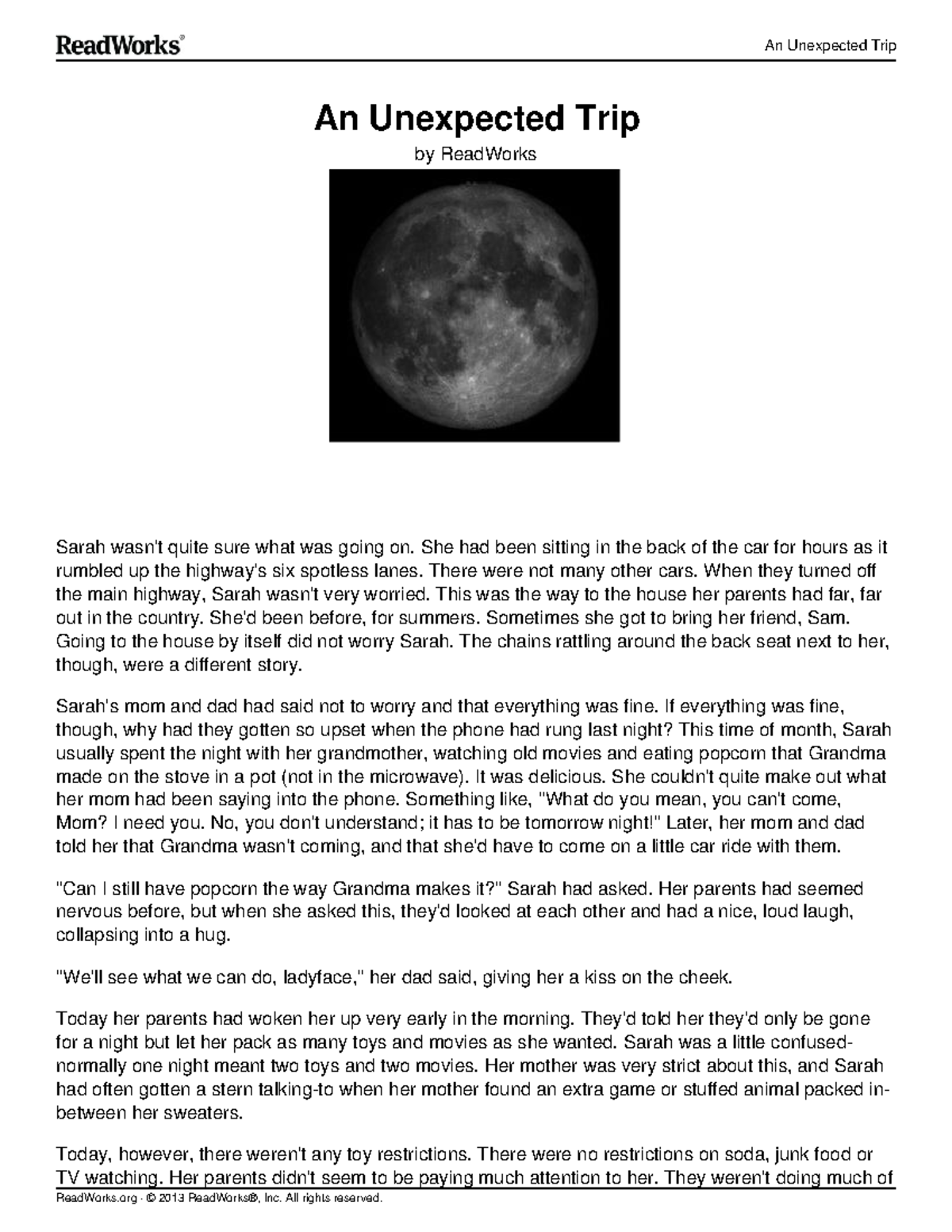 An Unexpected trip - Practise reading comprehension from old times ...