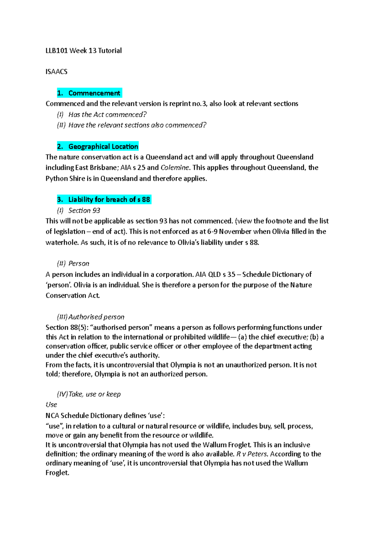 LLB101 Week 13 Tutorial - LLB101 Week 13 Tutorial ISAACS 1 ...