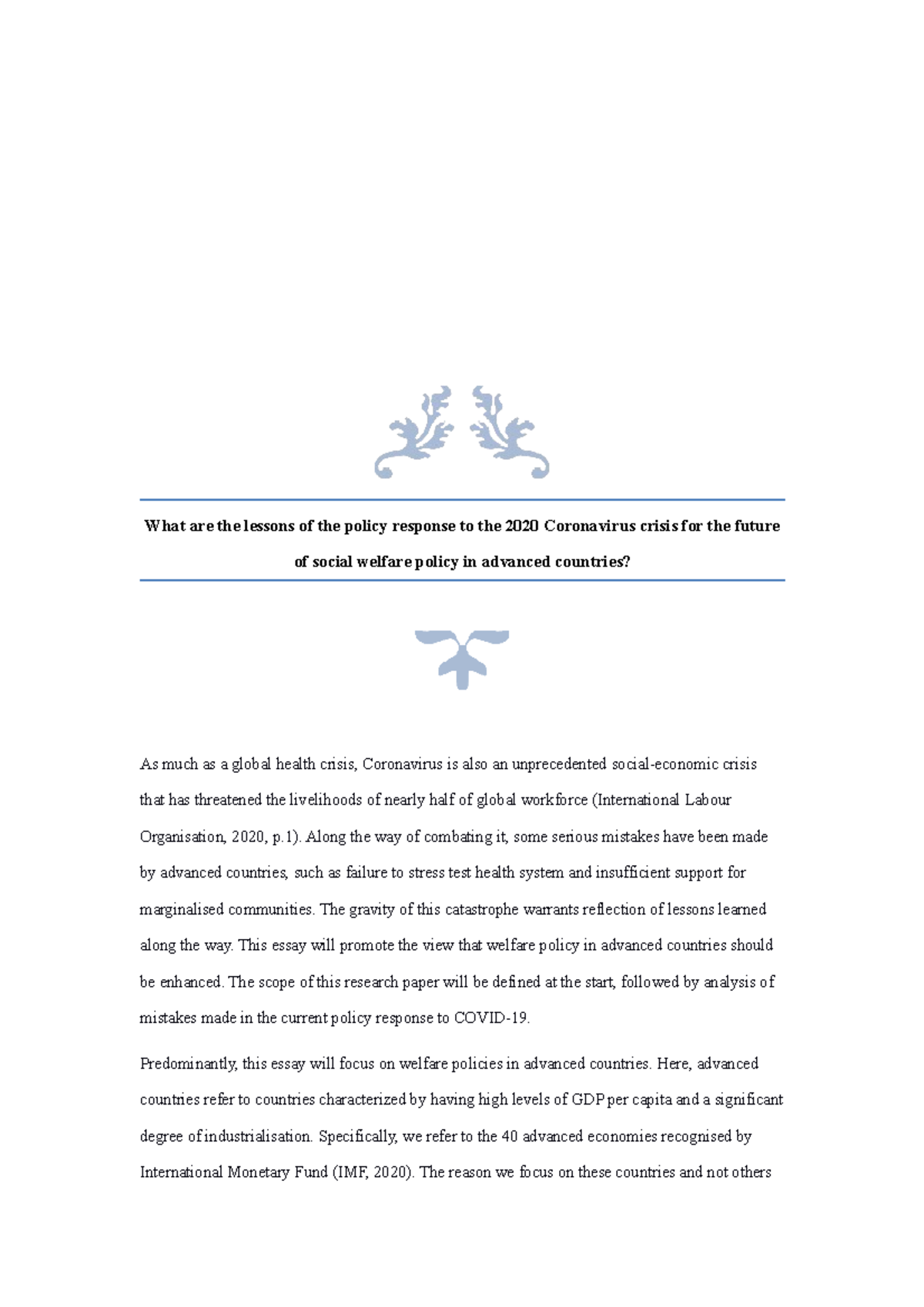 Mid Sem Essay Final Version - What are the lessons of the policy ...