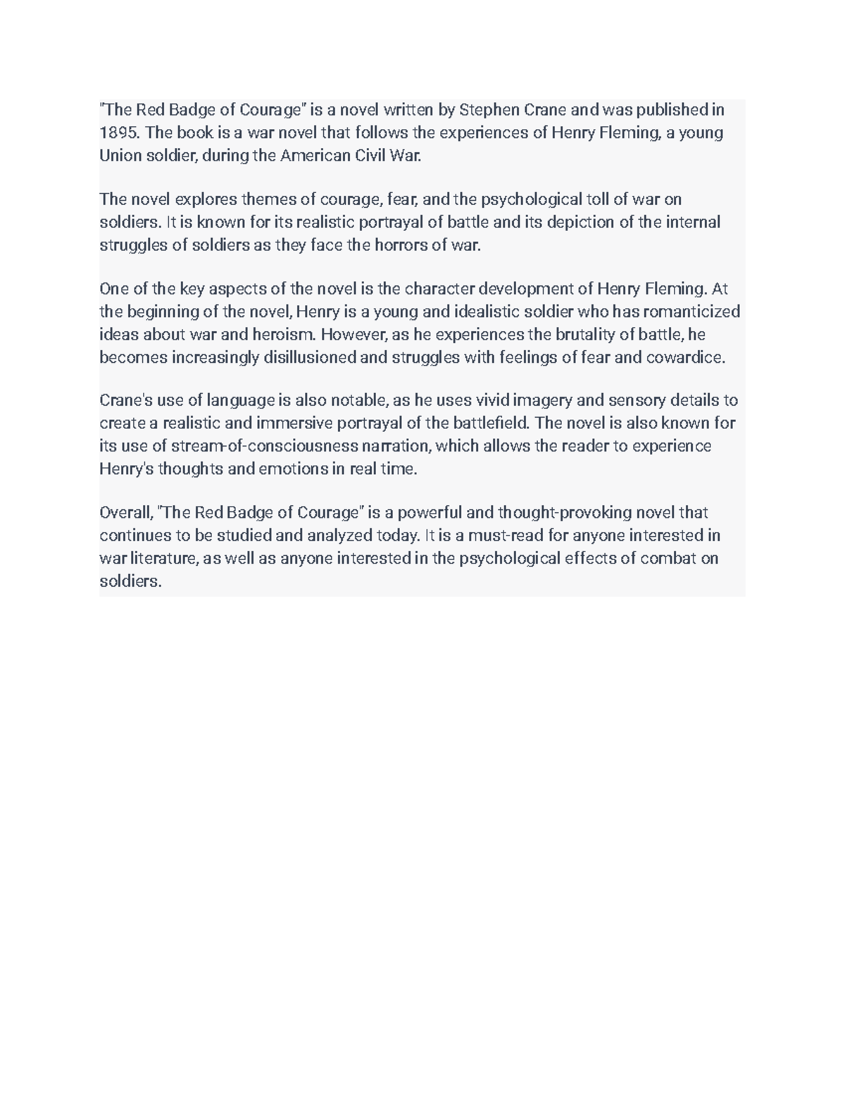 Red badge of courage - "The Red Badge of Courage" is a novel written by ...