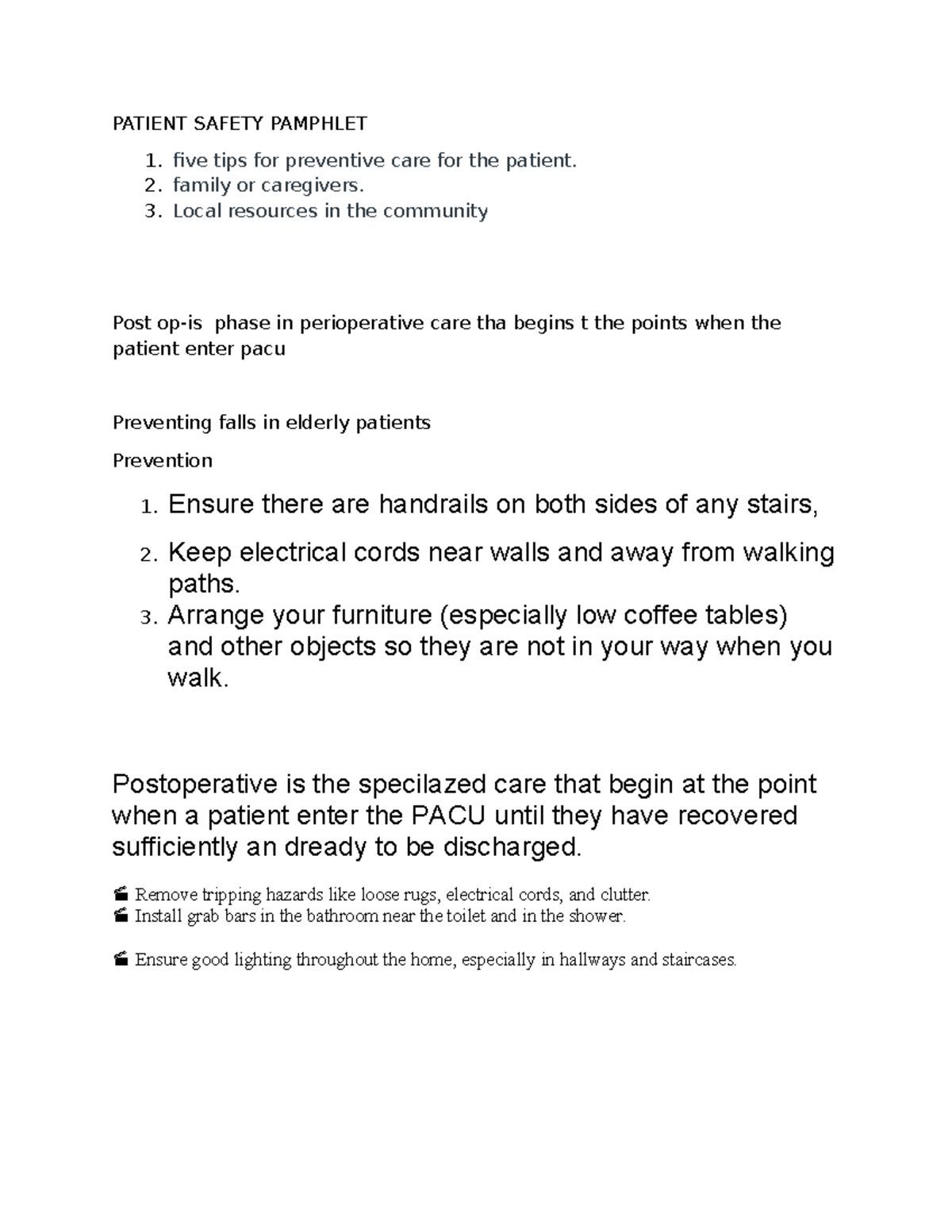Patient Safety Pamphlet - PATIENT SAFETY PAMPHLET 1. five tips for ...