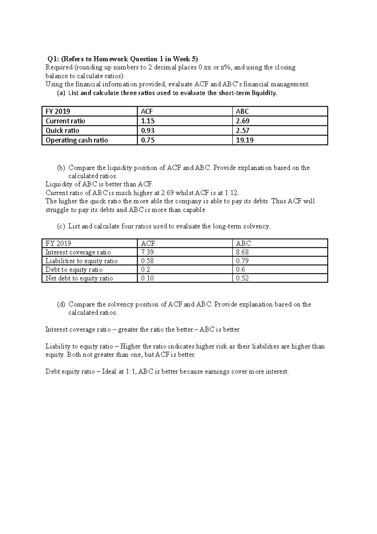 Week 6 hw - Week6 hw - Q1: (Refers to Homework Question 1 in Week 5 ...