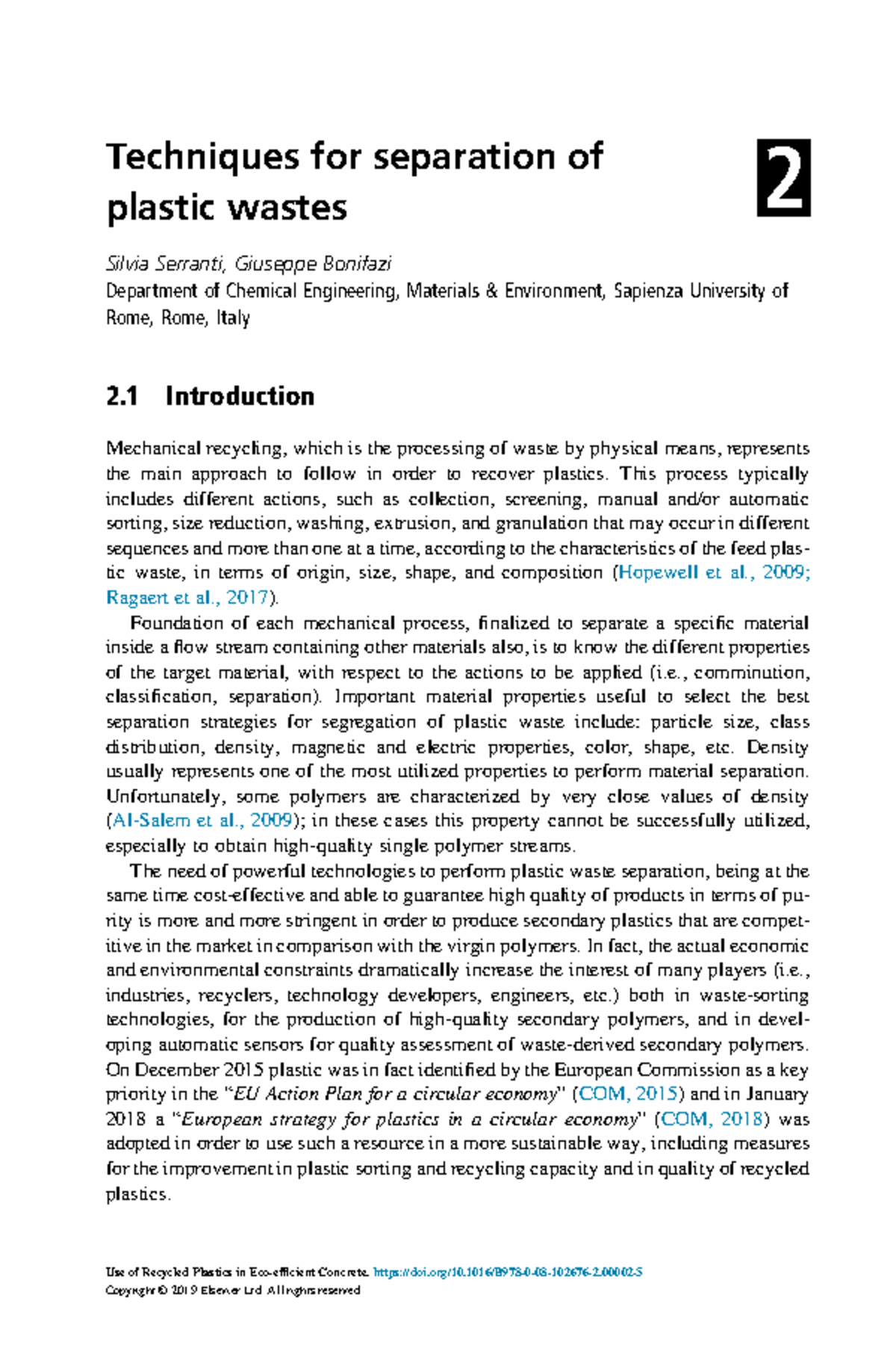 22010 5 plastic separations - Techniques for separation of plastic ...