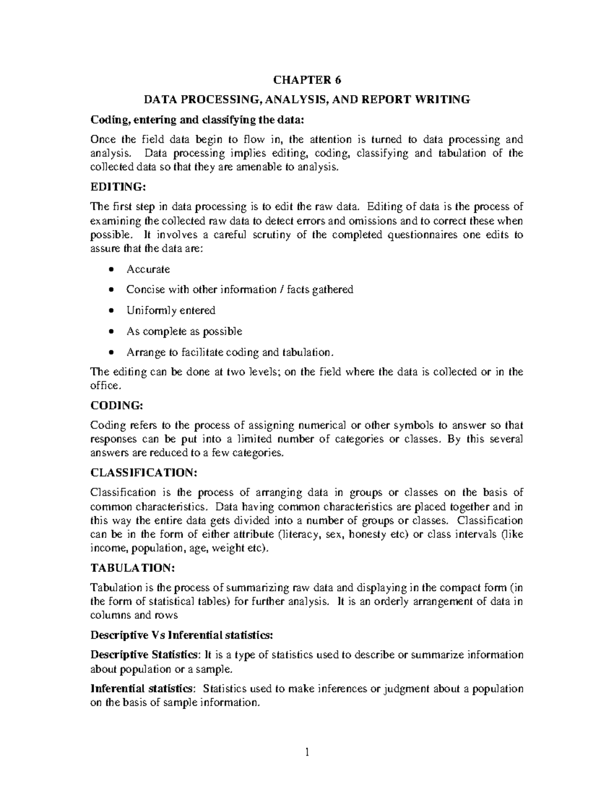 Chapter 6 - Data processing, Analysis and reporting writting - CHAPTER ...