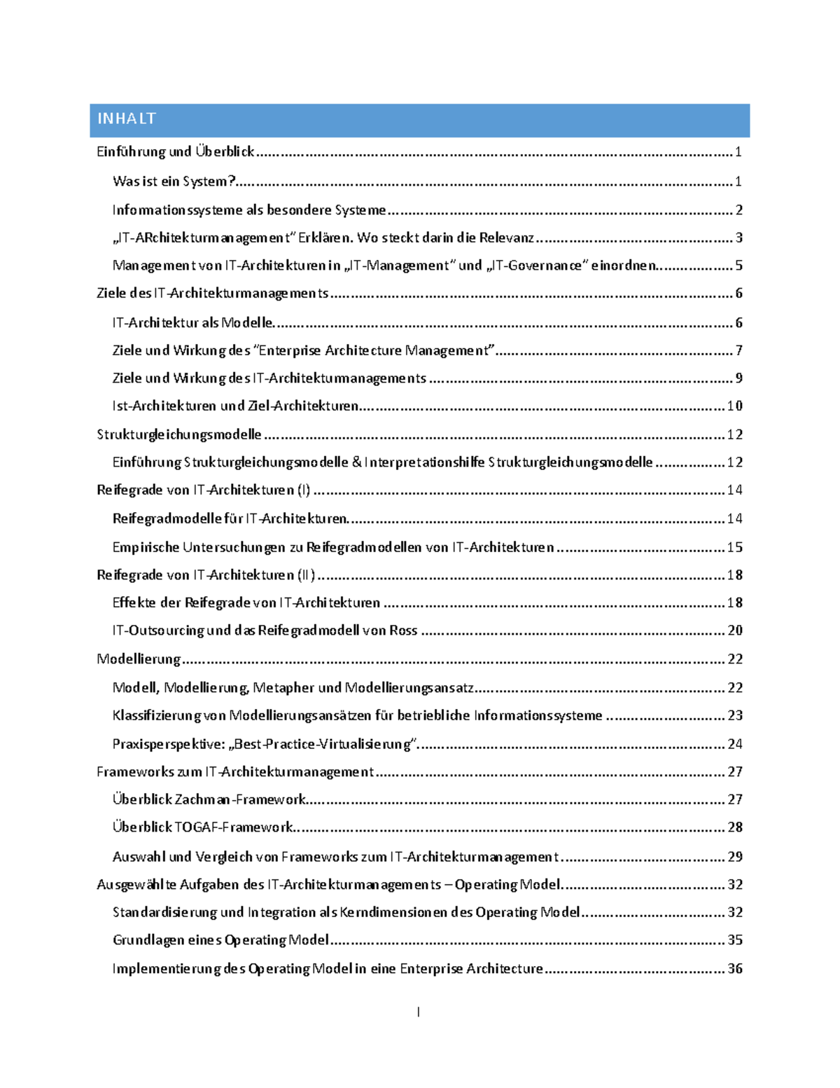 Zusammenfassung - Management von IT-Architekturen - Warning: TT: undefined function: 22 Warning ...
