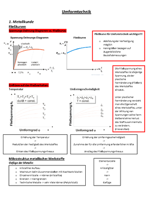 Umformtechnik Zusammenfassung - in die Umformtechnik Einteilung der ...
