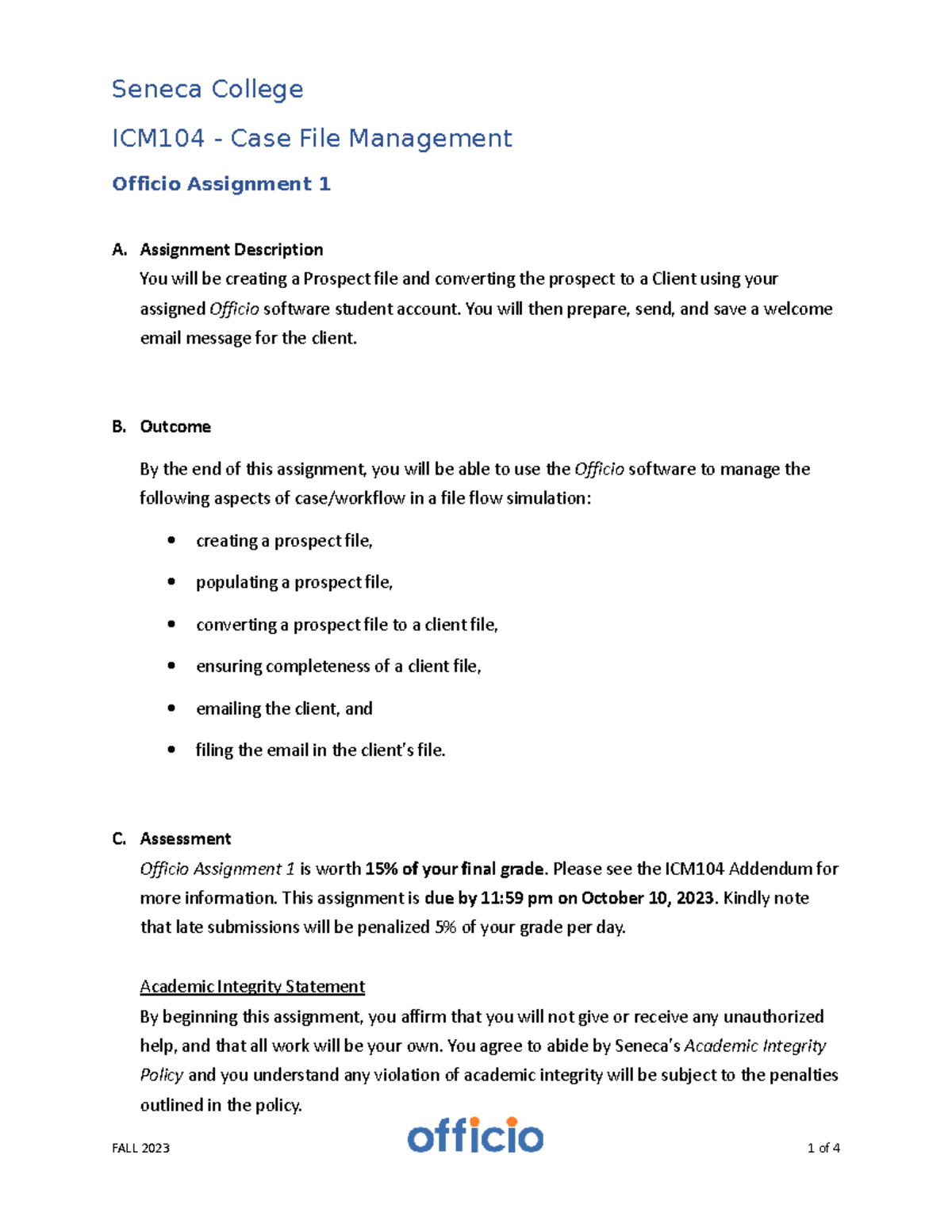 ICM 104 CASE FILE Officio Assignment 1 - ICM104 - Case File Management Officio Assignment 1 A ...
