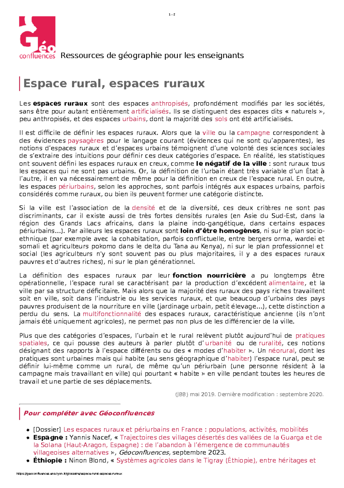 Fiche Géoconfluences - Espace rural - Ressources de géographie pour les ...