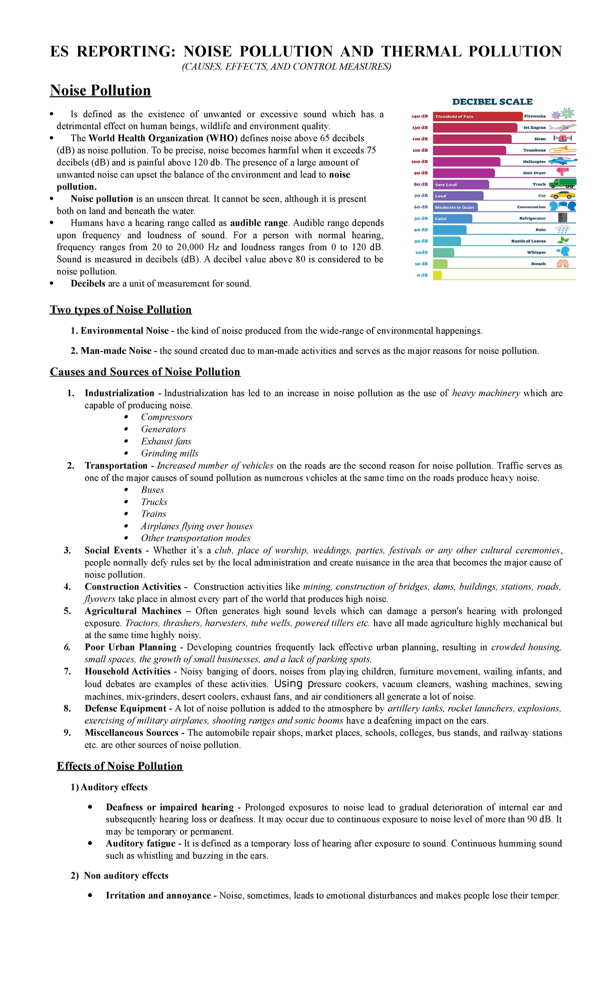 Noise-AND- Thermal- Pollution - ES REPORTING: NOISE POLLUTION AND ...