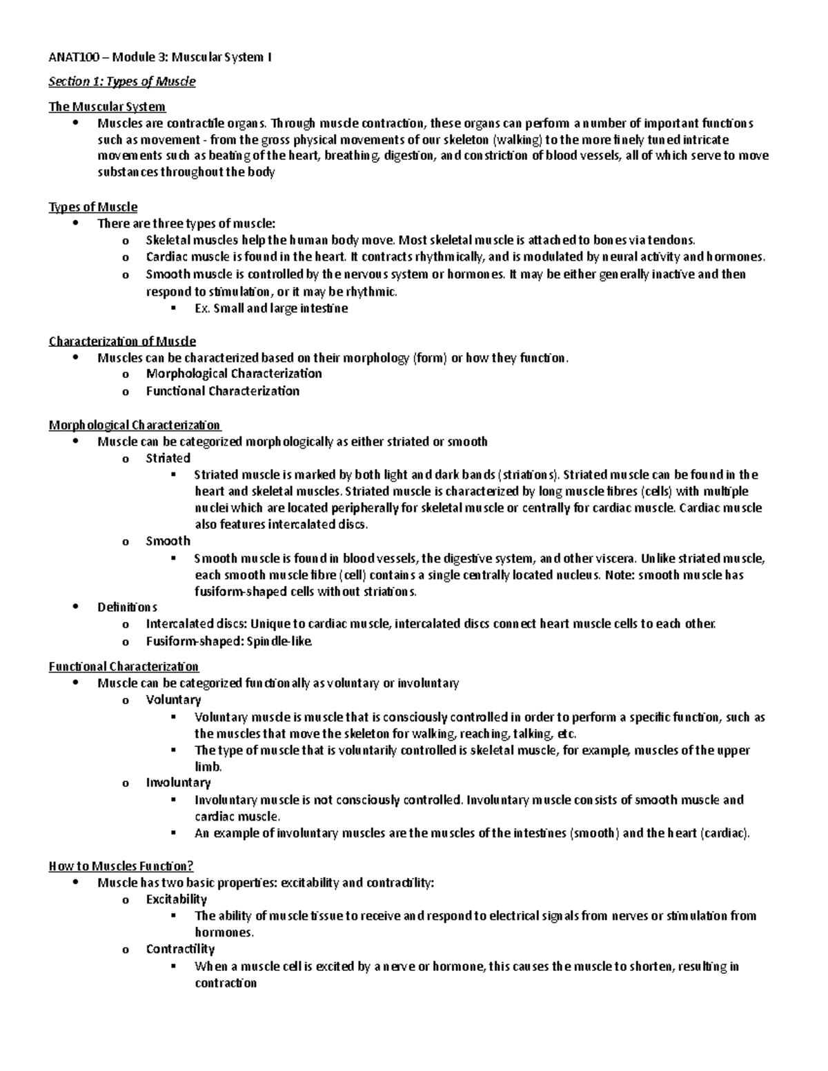 Module 3 - Mackenzie - Section 1: Types of Muscle The Muscular System ...