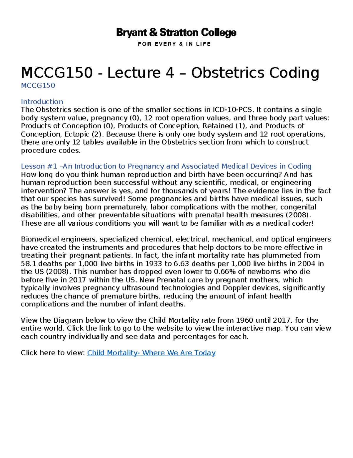 Lecture 4 - Obstetrics Coding - Copy - Copy - MCCG150 - Lecture 4 ...
