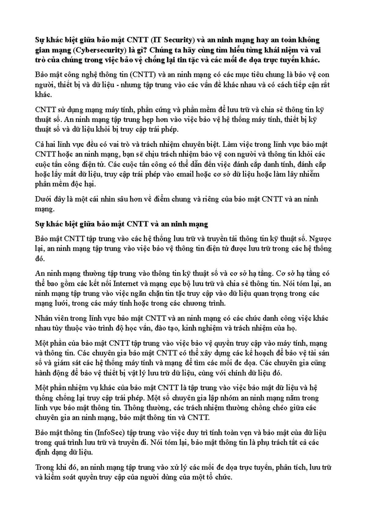 SU KHAC NHAU GIUA BMTT VA AN TOAN MANG - Sự khác biệt giữa bảo mật CNTT ...