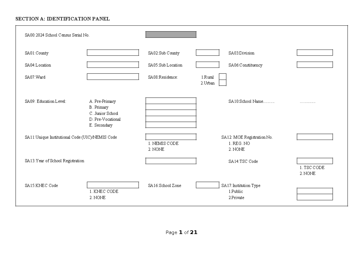 6 2024 School Census Advance Questionnaire Secondary Final - SECTION A ...