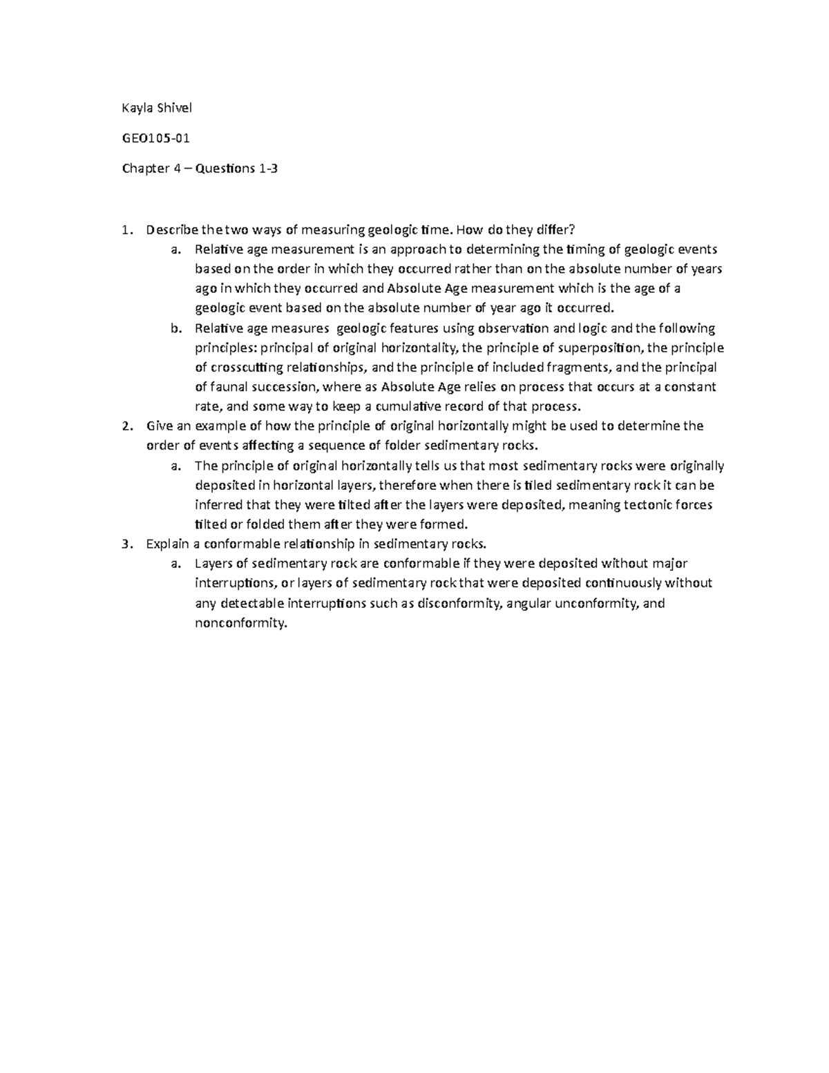 chapter 4 discussion questions - Kayla Shivel GEO105- Chapter 4 ...