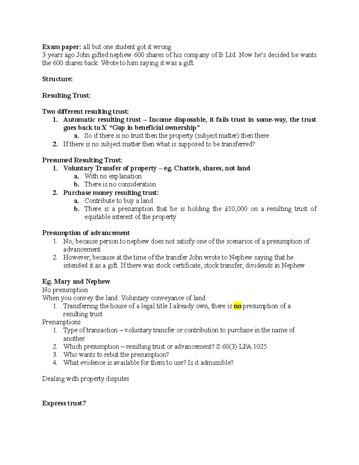 WS 4 Notes - Exam paper: all but one student got it wrong 3 years ago ...