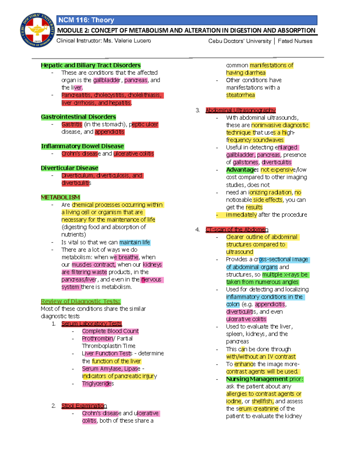 1MB -116-done - lecture notes - MODULE 2: CONCEPT OF METABOLISM AND ...
