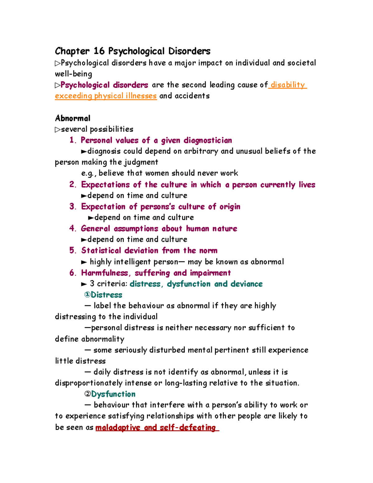 Chapter 16 Psychological Disorders - Chapter 16 Psychological Disorders ...