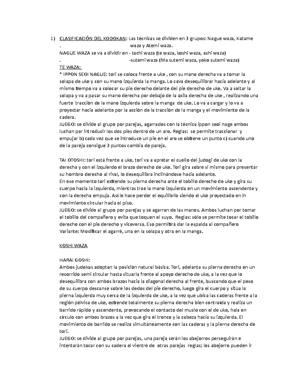 Clasificación DEL Kodoka 1 - CLASIFICACIÓN DEL KODOKAN: Las técnicas se ...