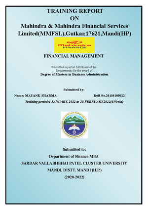 Project Report Sample - INSTRUCTIONS FOR FRONT PAGE PROJECT REPORT ...