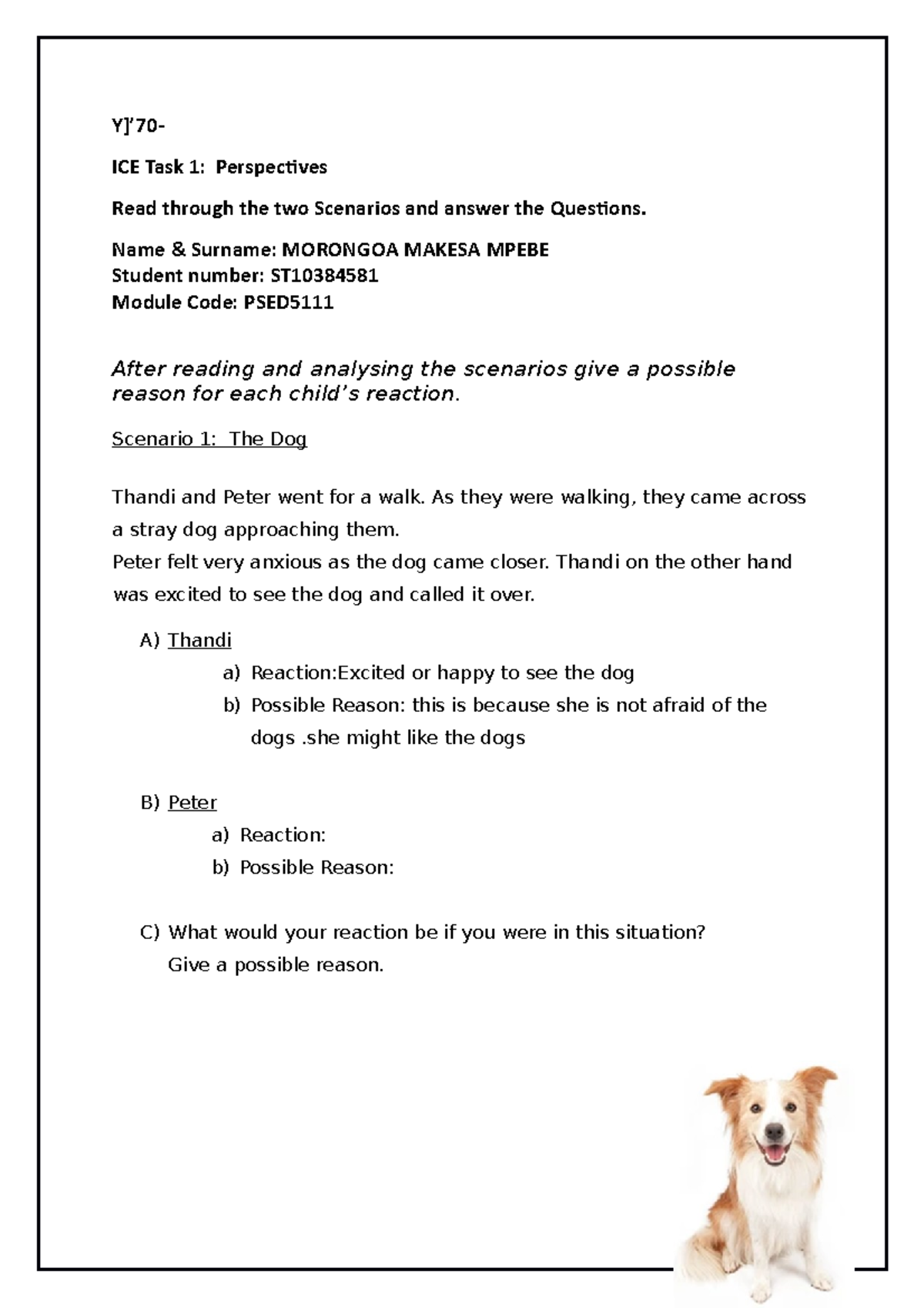 ICE Task 1 - PERSPECTIVES - Y]’70- ICE Task 1: Perspectives Read ...