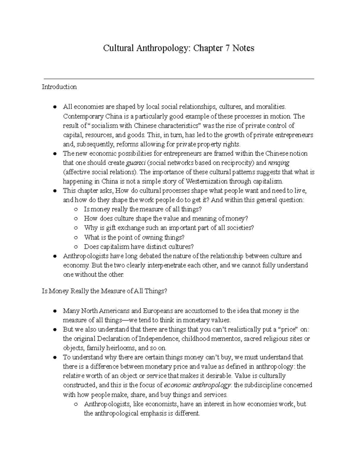 Anthropology Chapter 7 notes - Cultural Anthropology: Chapter 7 Notes ...