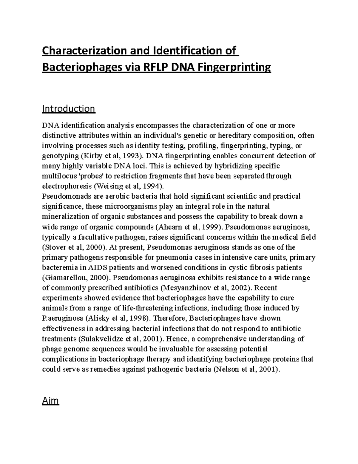 Assignment 4 - DNA Fingerprinting - Characterization and Identification ...