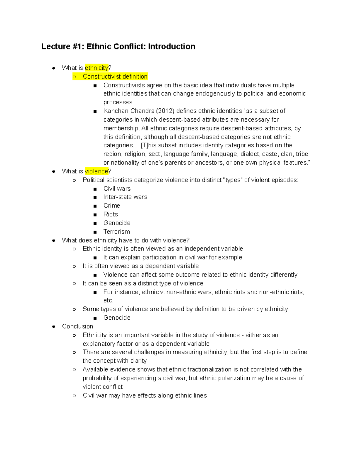 POL 126 Ethnic Conflict - Lecture #1: Ethnic Conflict: Introduction ...
