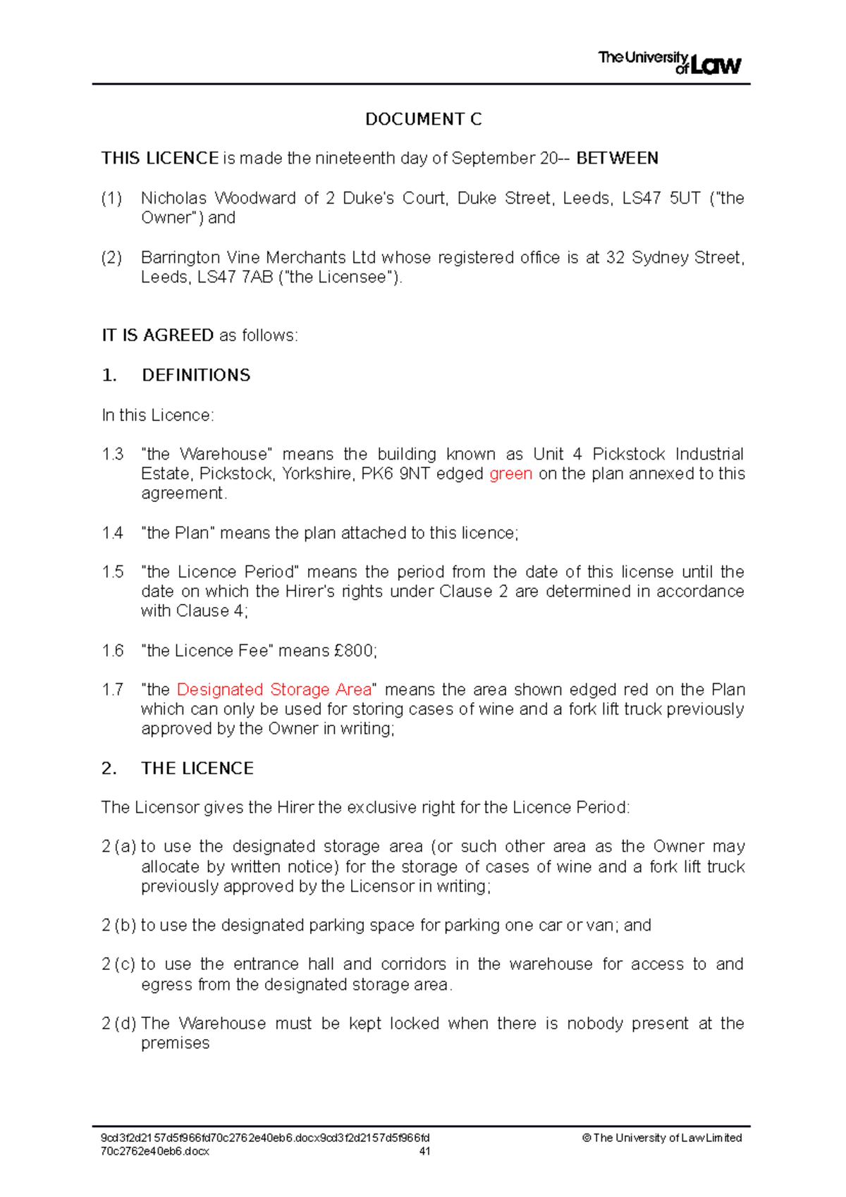 2223 ipp u02 ce01 engage document c - DOCUMENT C THIS LICENCE is made ...