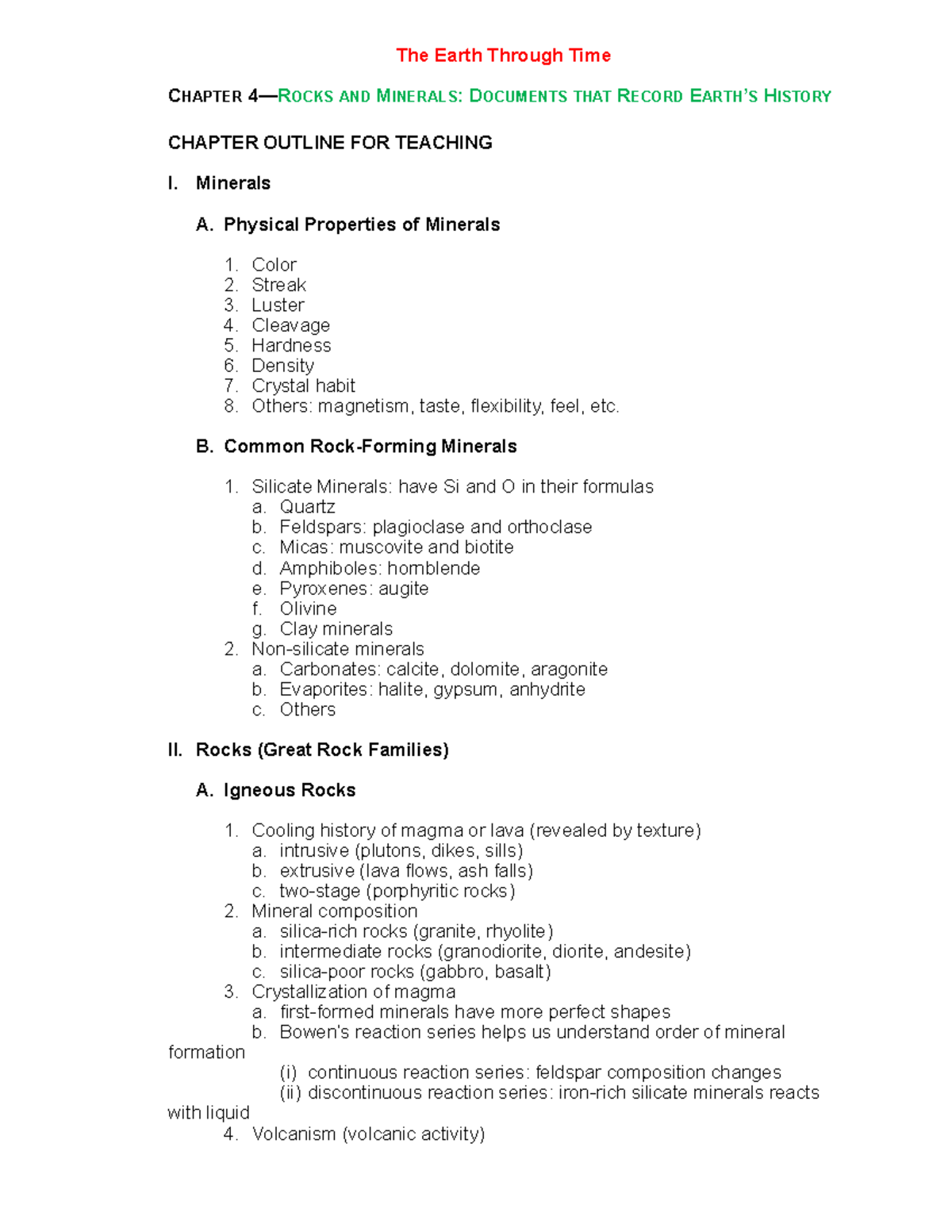 Ch04 Rocks and Minerals Documents That record Earth History Notes - The ...