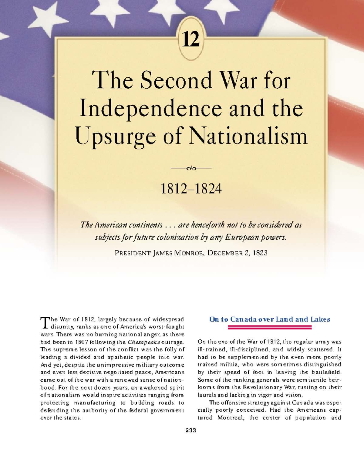 Americanpageantchapter 12 - 12 The Second War for Independence and the ...