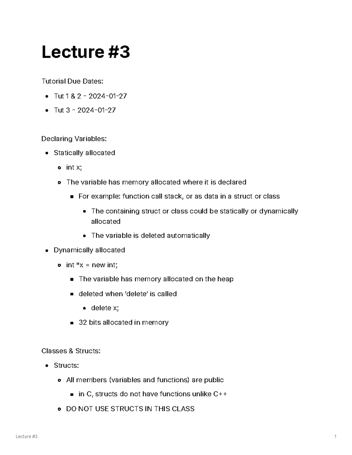 Lecture #3 ead68c426ccc4a36afab433c10da69aa - Lecture Tutorial Due ...