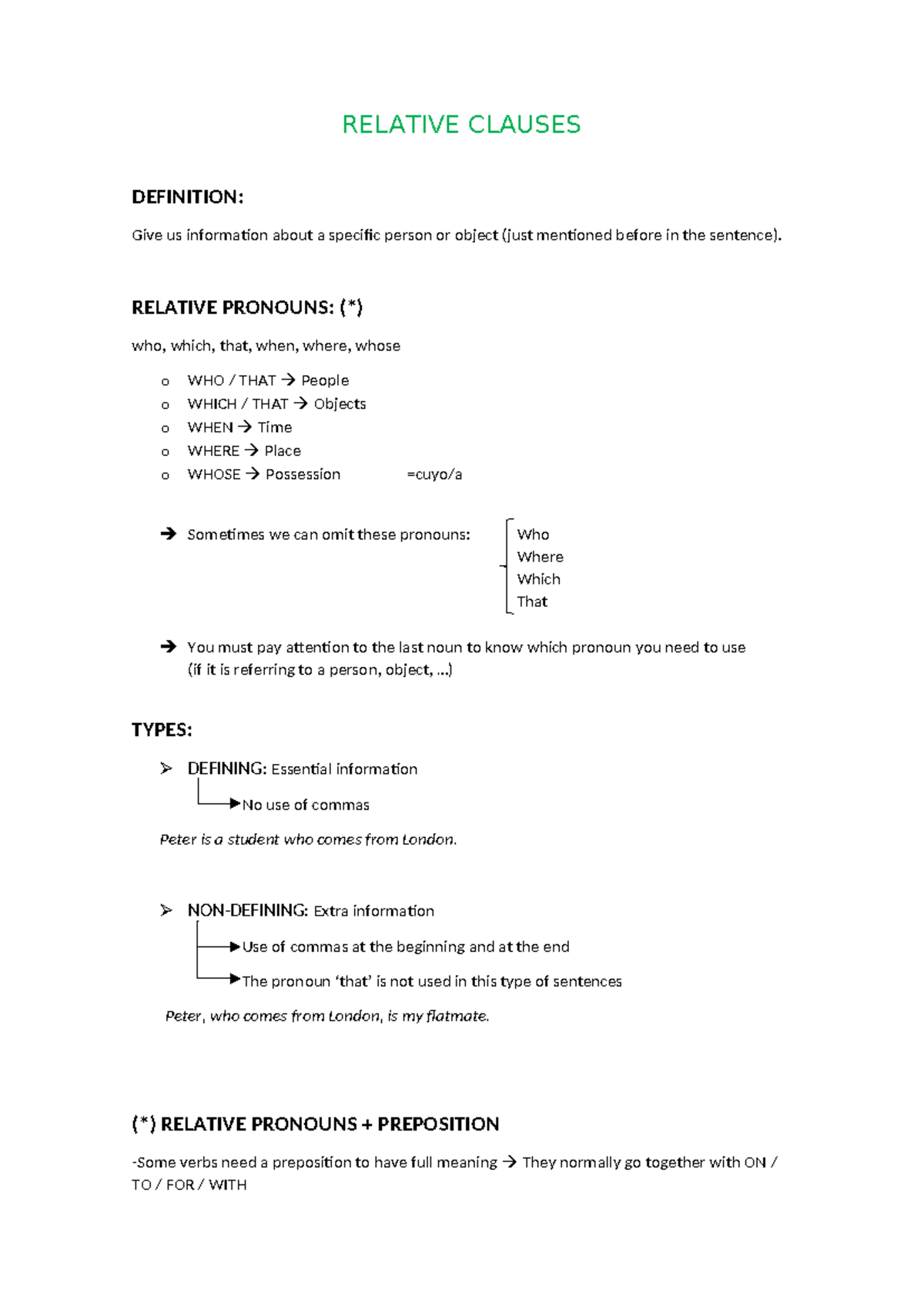 Relative Clauses - RELATIVE CLAUSES DEFINITION: Give us information ...