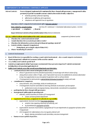General controls - personal summaries made for studies - IT is used as ...