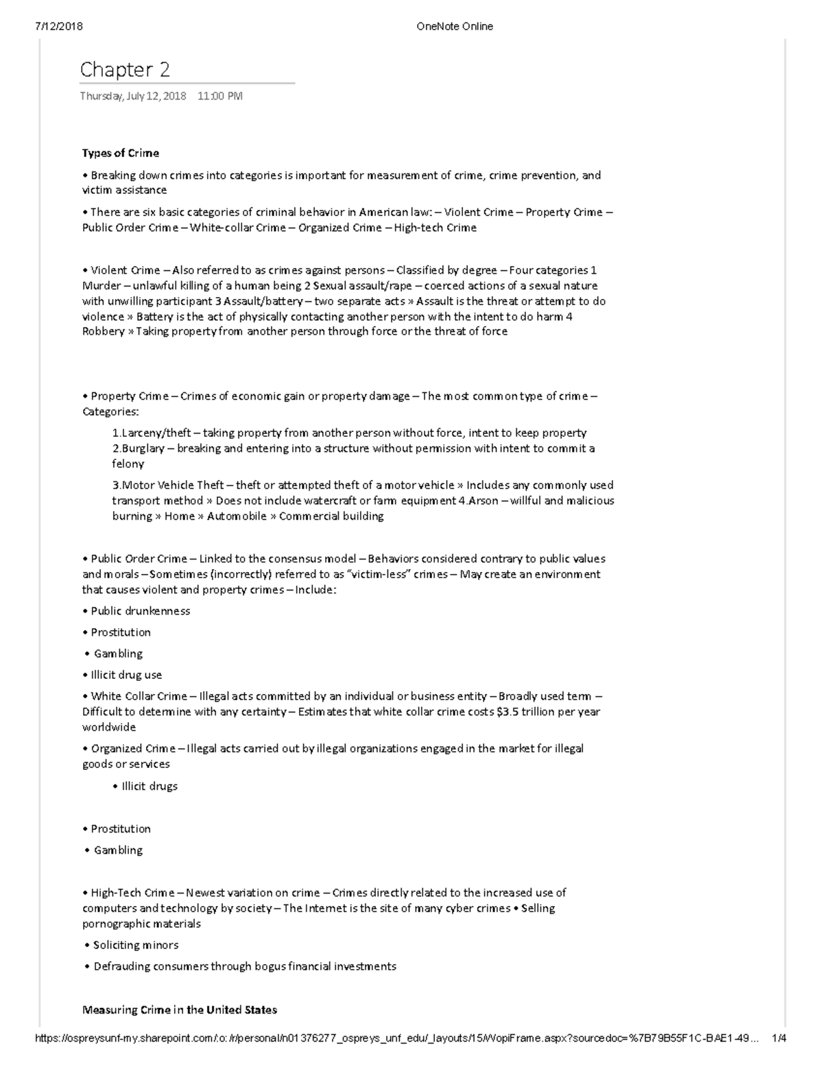 Chap 2 notes intro to crim - Chapter 2 Thursday, July 12, 2018 11:00 PM ...