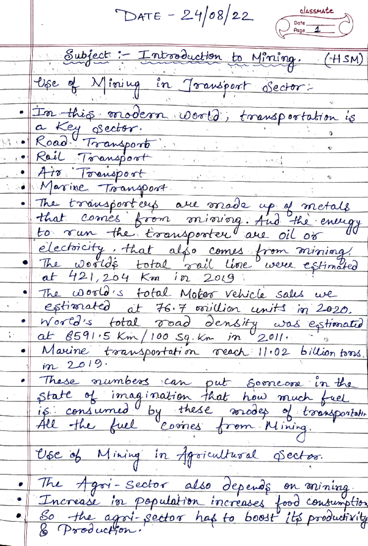 ITM HSM 24082022 - Introduction to Mining Class Notes - DATE 24/08/22 ...