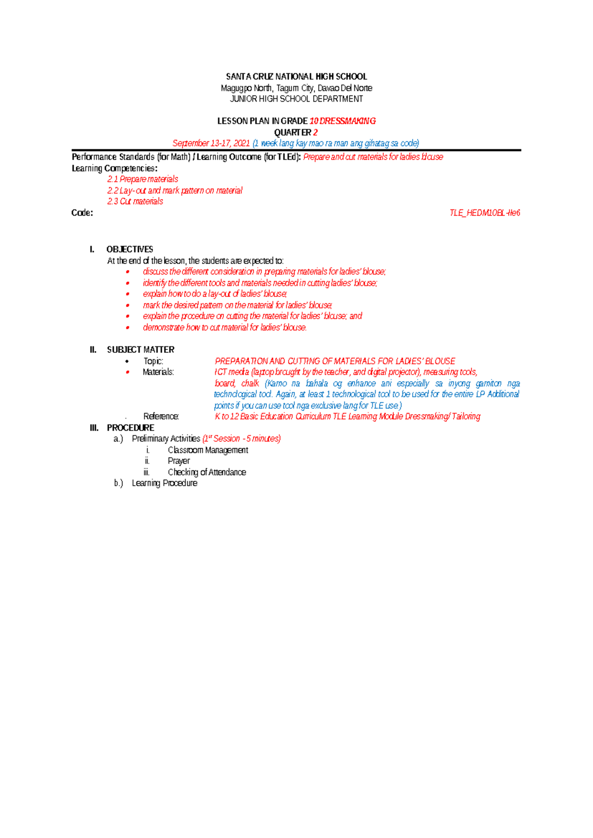 Lesson-Plan-Format - Sekret - SANTA CRUZ NATIONAL HIGH SCHOOL Magugpo ...