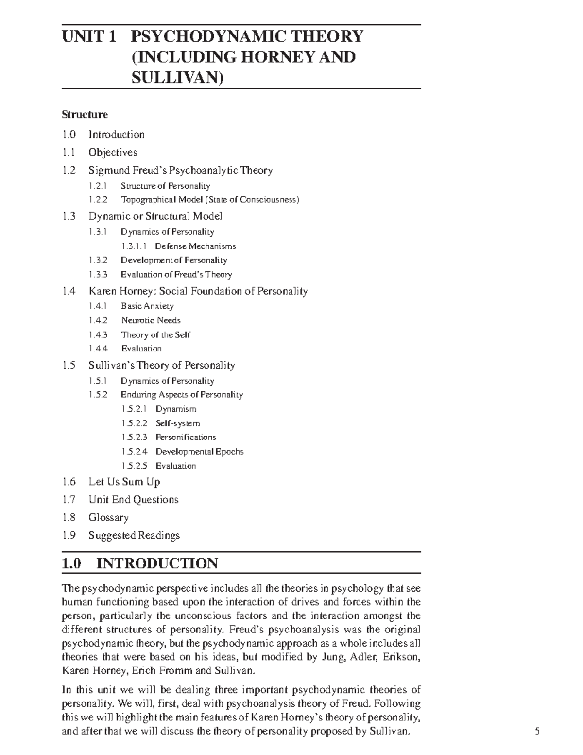 Unit-1 - Karen horney - 5 Psychodynamic Theory (Including Horney and ...