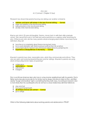 PSY322 Chapter 8 Quiz Score 96 out of 100 - PSY 322 – Adolescent ...