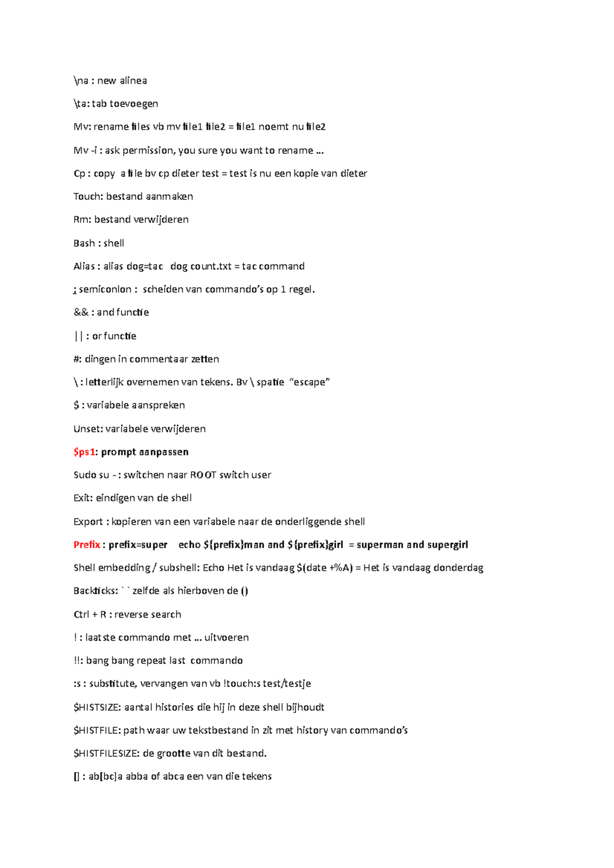 Cli - test - \na : new alinea \ta: tab toevoegen Mv: rename files vb mv ...