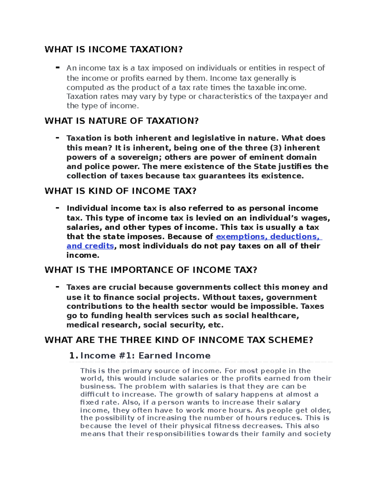 WHAT IS Income Taxation - WHAT IS INCOME TAXATION? - An income tax is a ...