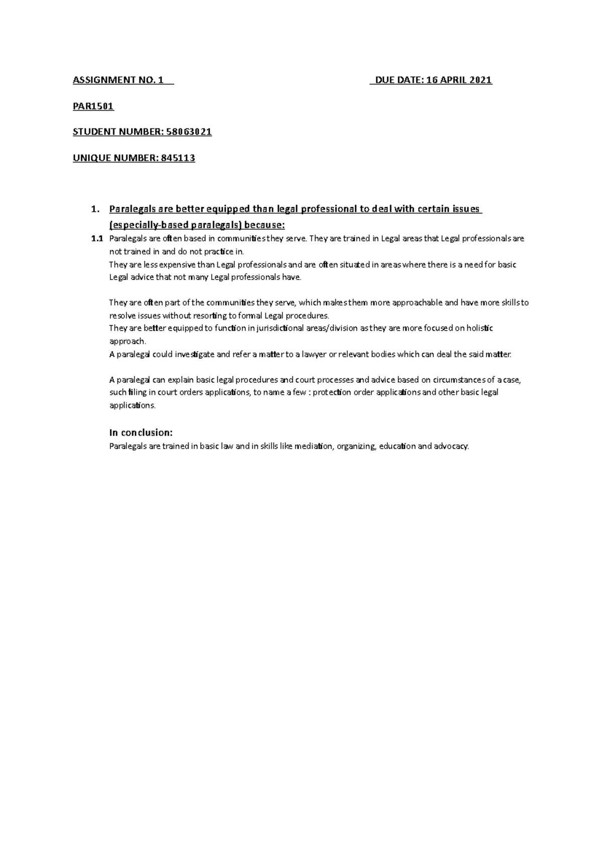 Assignment NO. 1 PAR1501 WORD Format - ASSIGNMENT NO. 1 DUE DATE: 16 ...