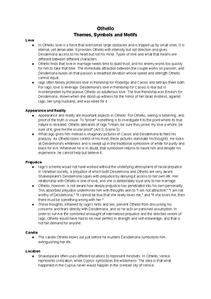 Othello Notes - .... - Othello Plot Summary: Act 1 Scene 1: • Iago and ...
