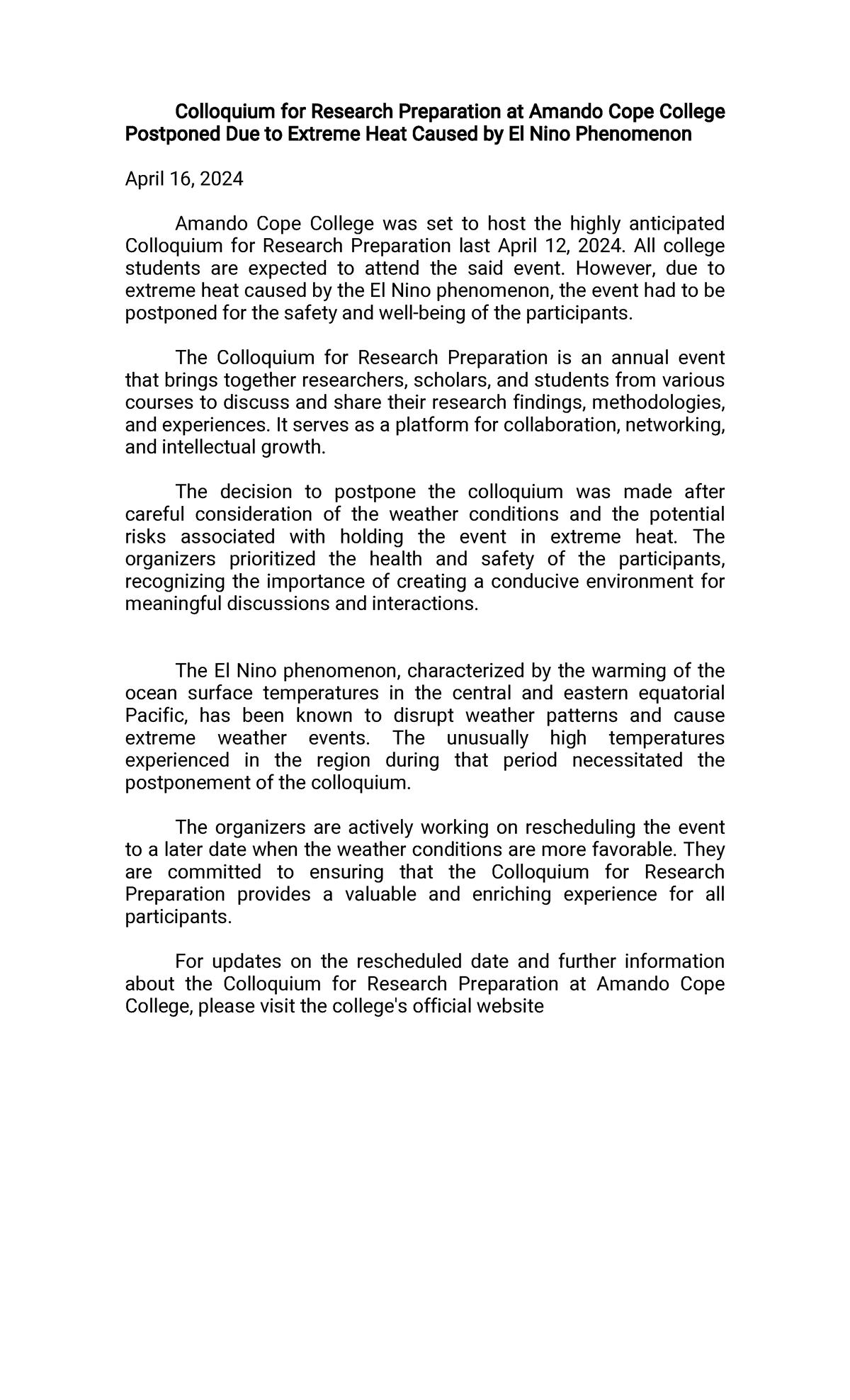 NEWS ART - News article. Campus journalism - Colloquium for Research ...