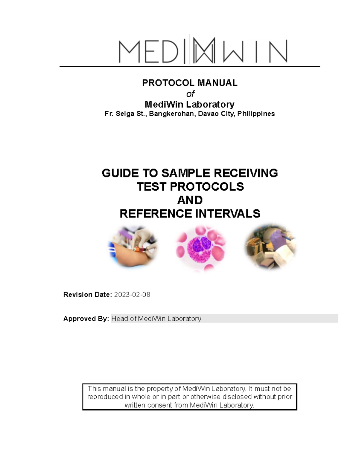 Protocol Manual OF Mediwin Laboratory UIC - PROTOCOL MANUAL of MediWin ...