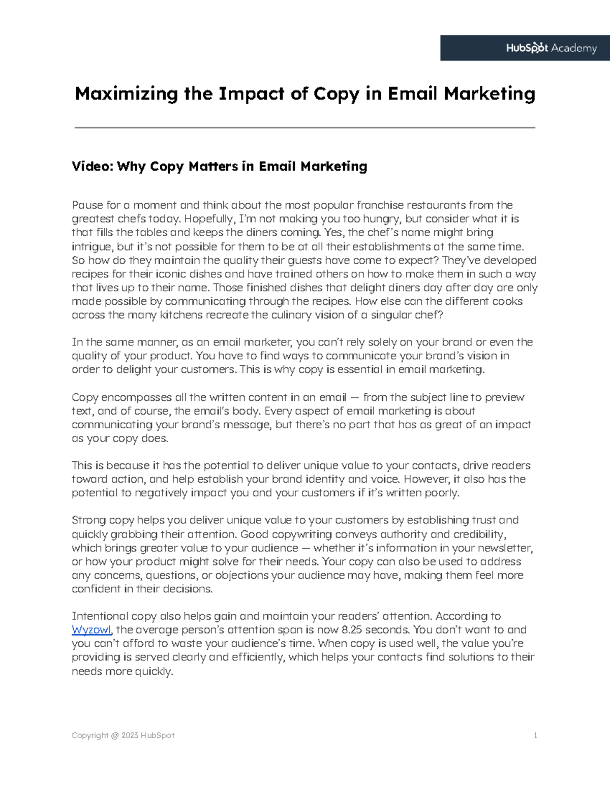 Transcript Maximizing the Impact of Copy in Email Marketing EN ...