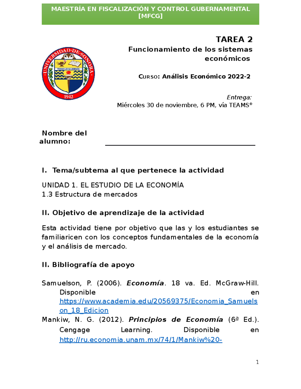 Tarea 2 - FGJH - TAREA 2 Funcionamiento de los sistemas económicos ...