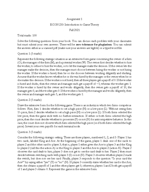 Practice Quiz 2 GT(Fall 2022) - Introduction to Game Theory Question 1 ...