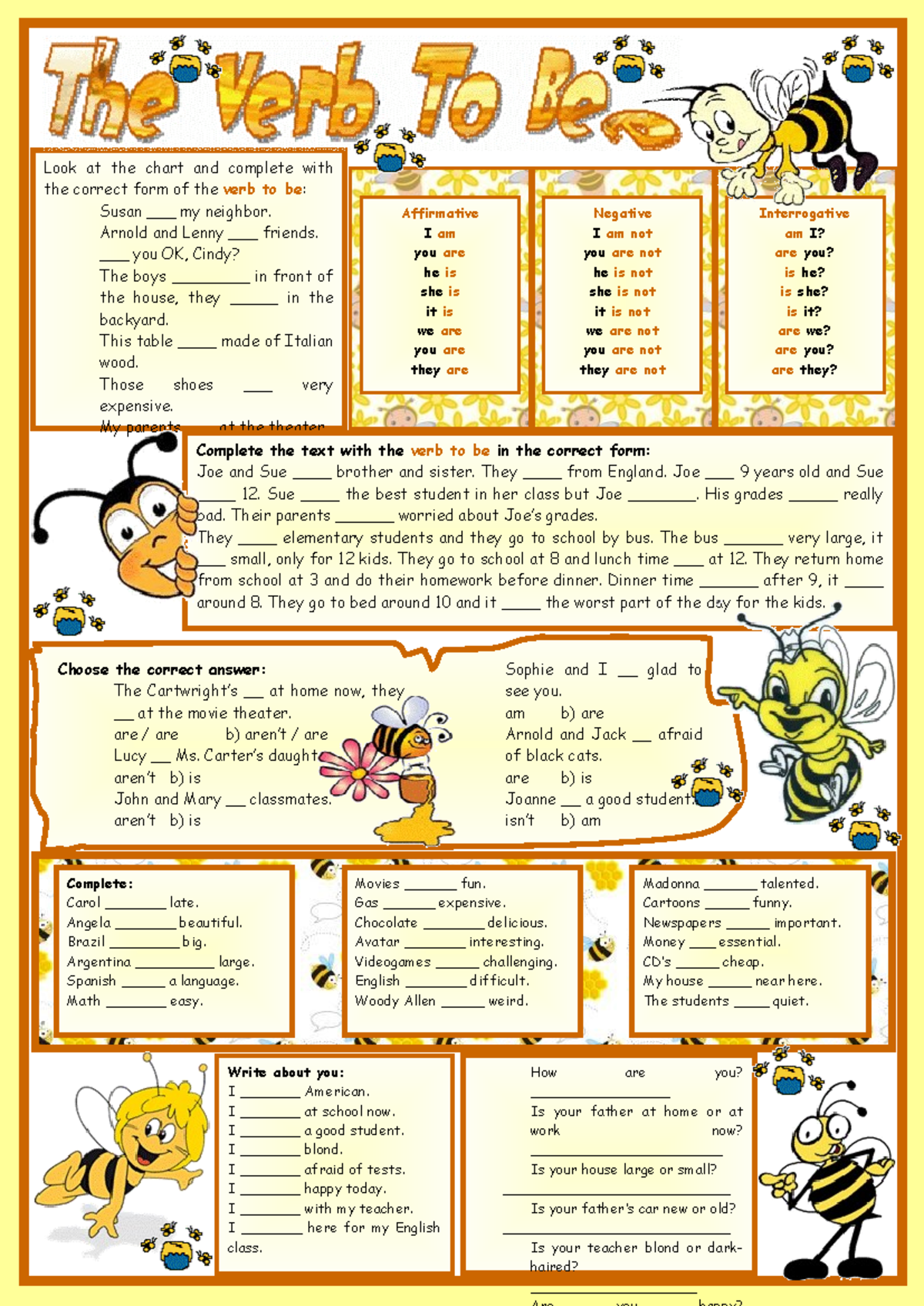 Eslprintables 2011 2146165533461223 - Affirmative I am you are he is ...