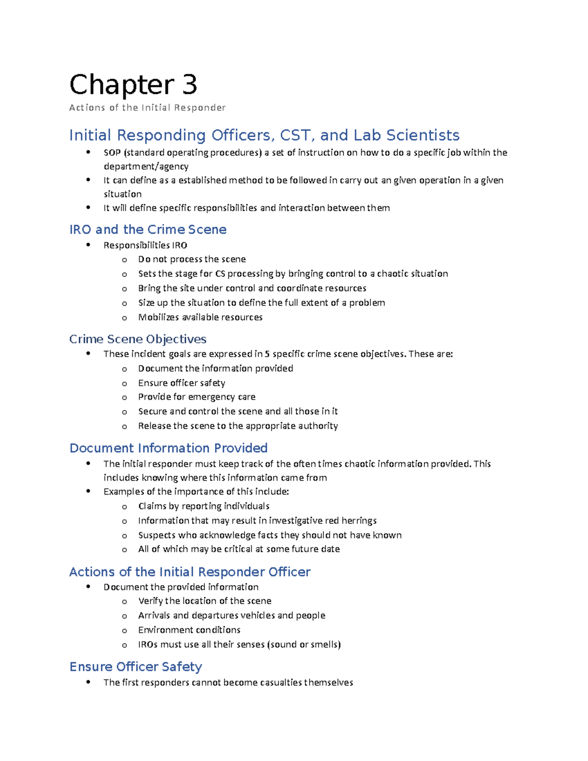 Chapter 3 - Actions of the Initial Responder - Chapter 3 Actions of the ...